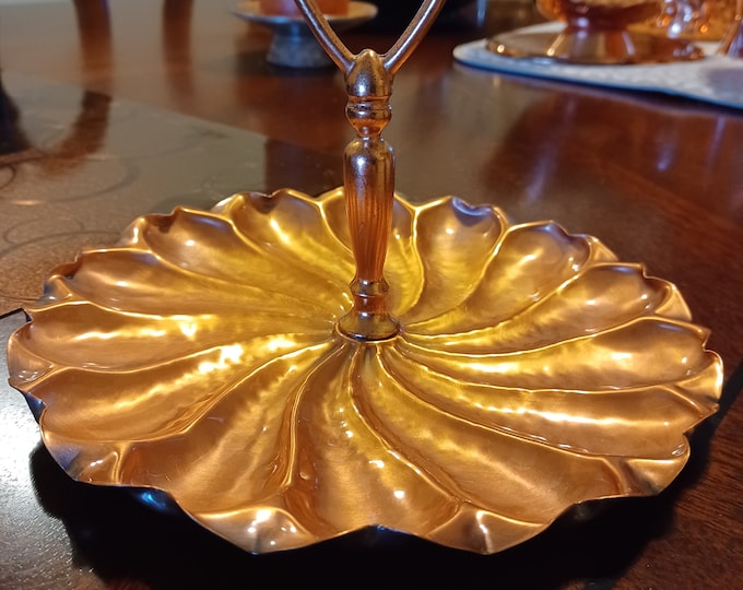 Vintage Glass Candy Dish Copper Base | Trinket Dish | Retro Home Decor ...