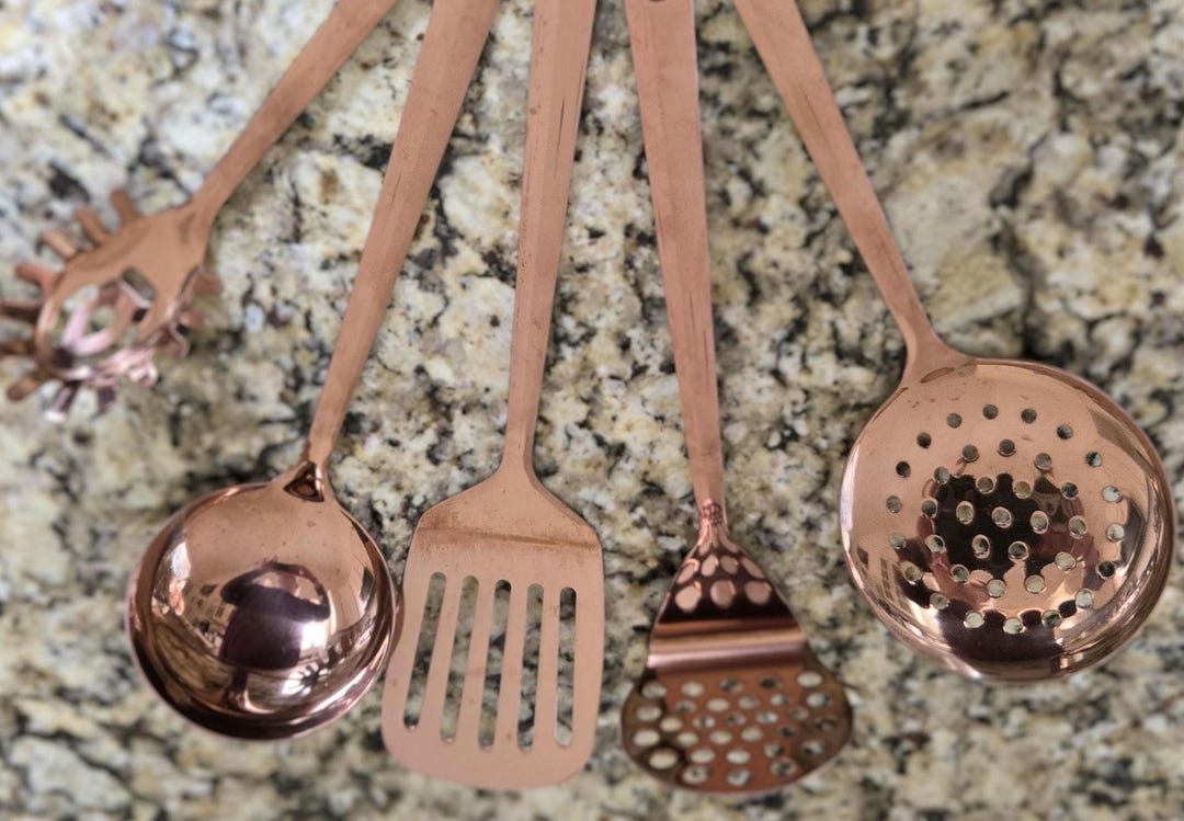 A Set of Vintage Copper Cooking Utensils - Etsy
