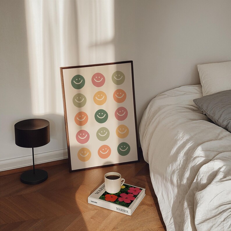 Retro Smiley Face Wall Art: Mid-century Modern Print (digital Download ...