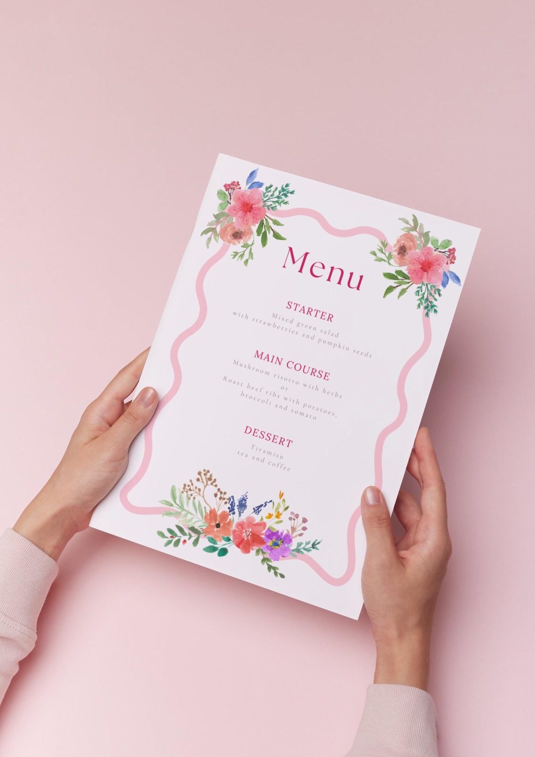 Elegant Floral Cute Menu Template Printable Canva Template Editable ...