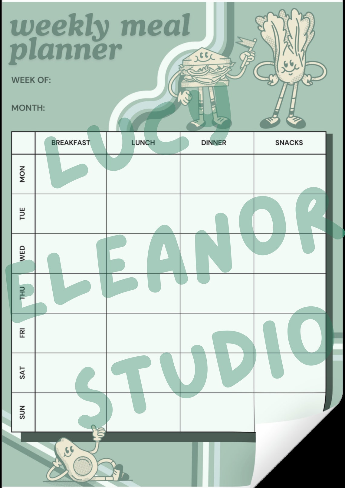 Printable Weekly Meal Planner Template - Digital Meal Planning ...