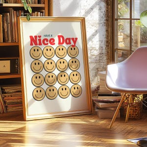 Retro Smiley Face Wall Art | Colourful ‘have a Nice Day’ Print | Trendy ...