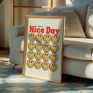 Retro Smiley Face Wall Art | Colourful ‘have a Nice Day’ Print | Trendy ...