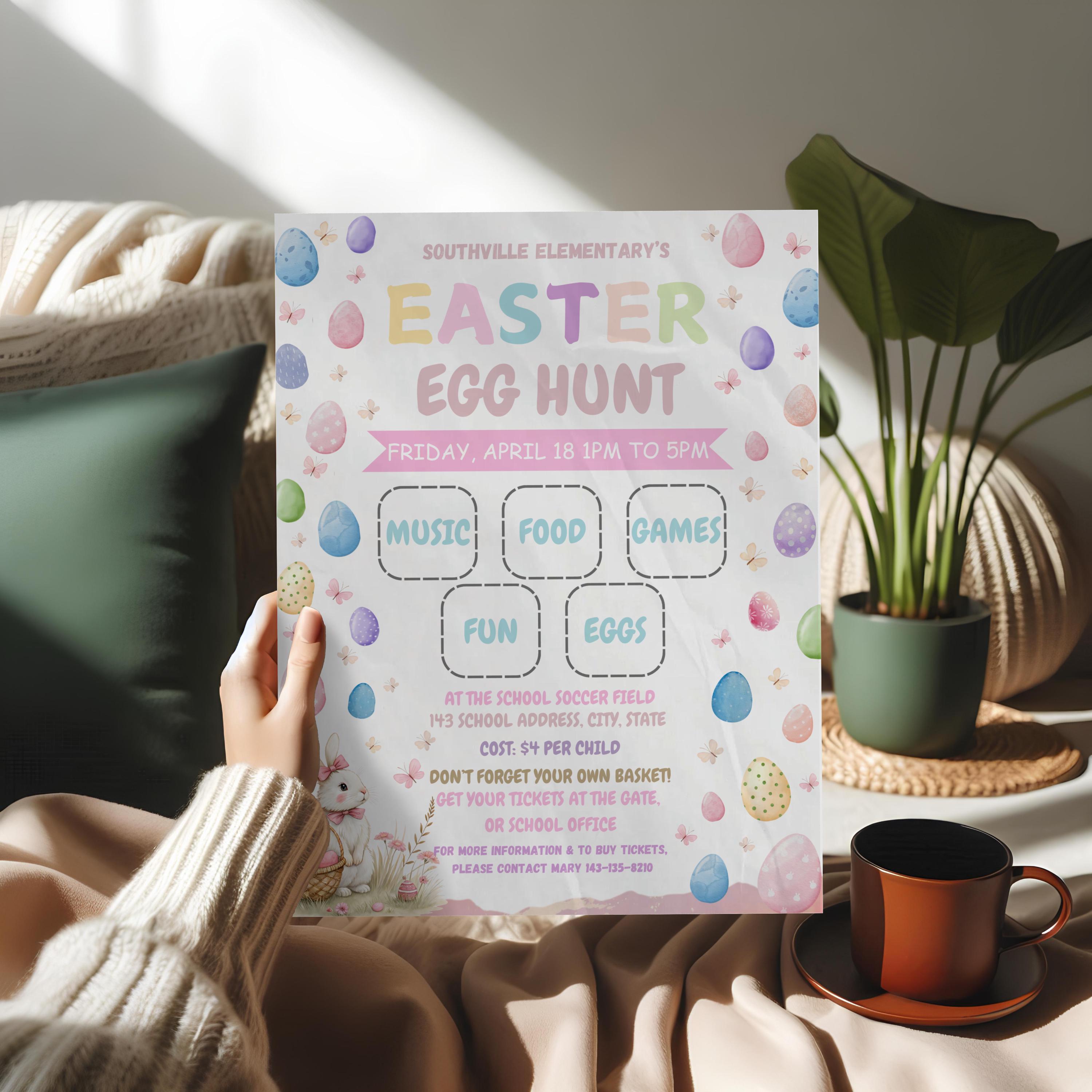 Editable Easter Egg Hunt Flyer Easter Egg Hunt Flyer Printable School ...