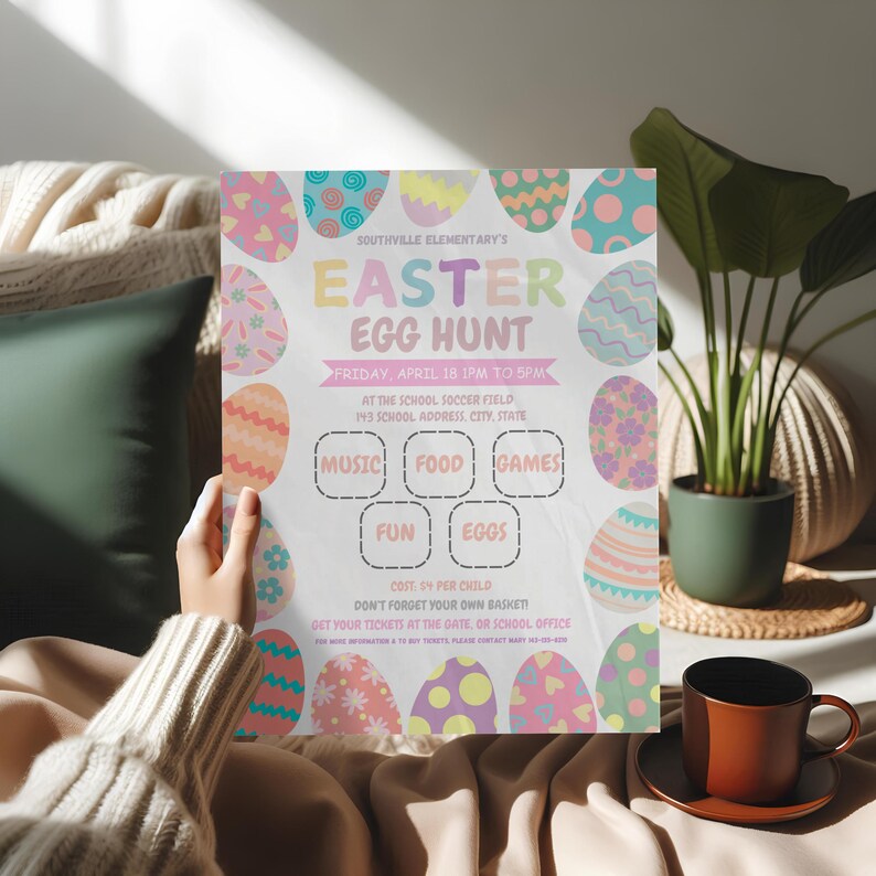 Easter Egg Hunt Flyer Template Editable School Easter Egg Hunt Flyer ...