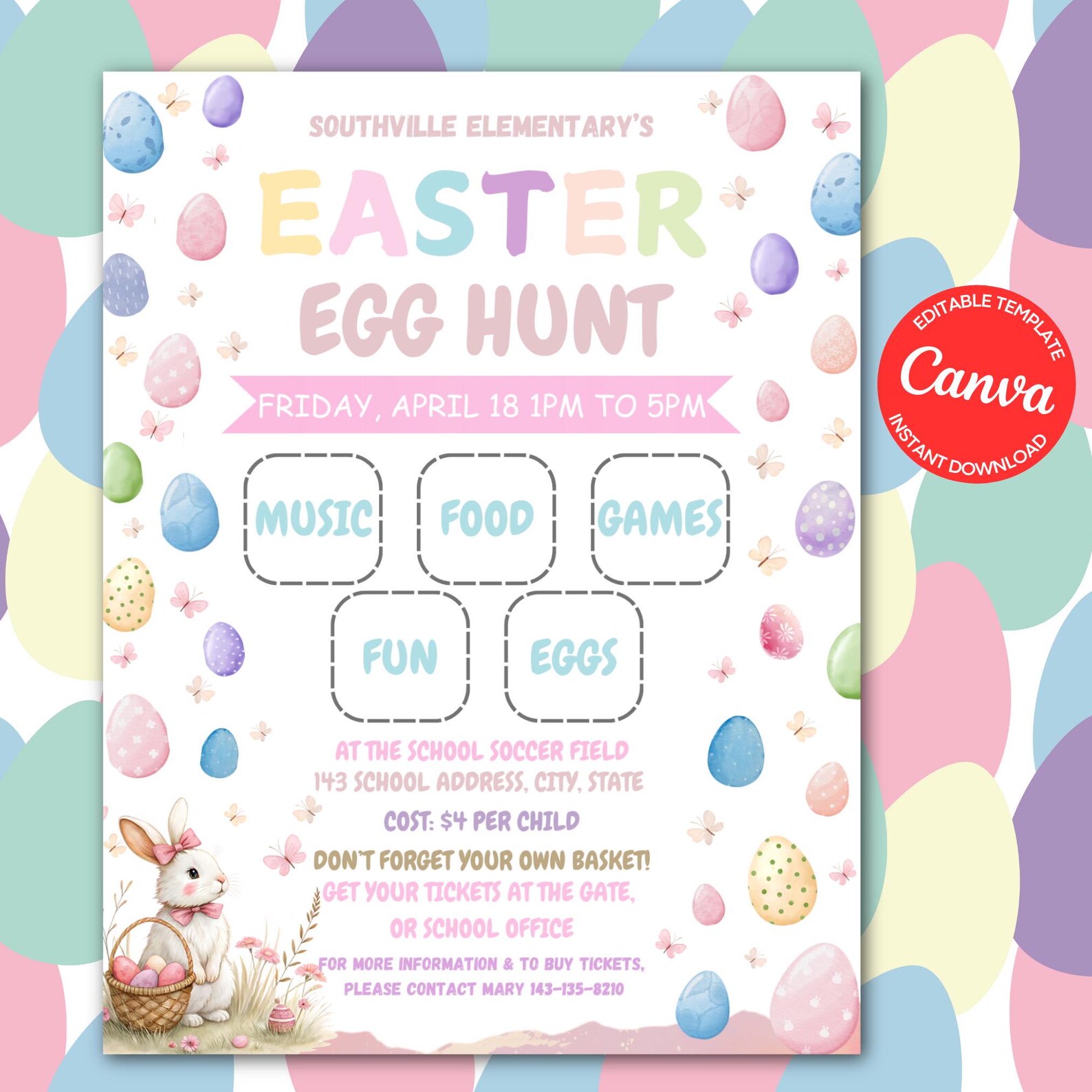 Editable Easter Egg Hunt Flyer Easter Egg Hunt Flyer Printable School ...