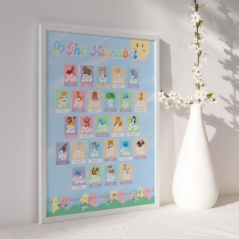 Pastel Alphabet Poster Classroom, Animal Alphabet Poster Nursery Room ...