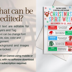 Editable Christmas Spirit Week Itinerary Flyer DIY Holiday Dress up ...