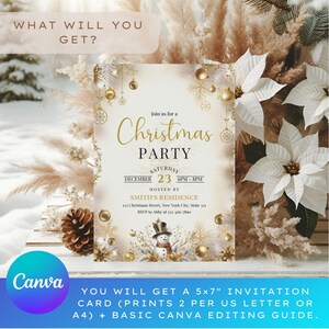 Gold Christmas Party Invitation Template Editable Christmas Party ...