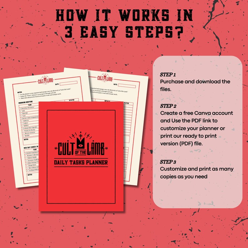 Cult of the Lamb Daily Task Planner , Printable and Editable Version ...