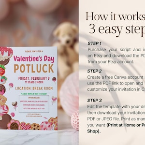 Valentines Day Potluck Flyer Template Editable Office Potluck Flyer ...