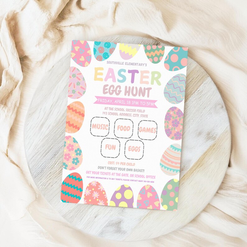 Easter Egg Hunt Flyer Template Editable School Easter Egg Hunt Flyer ...