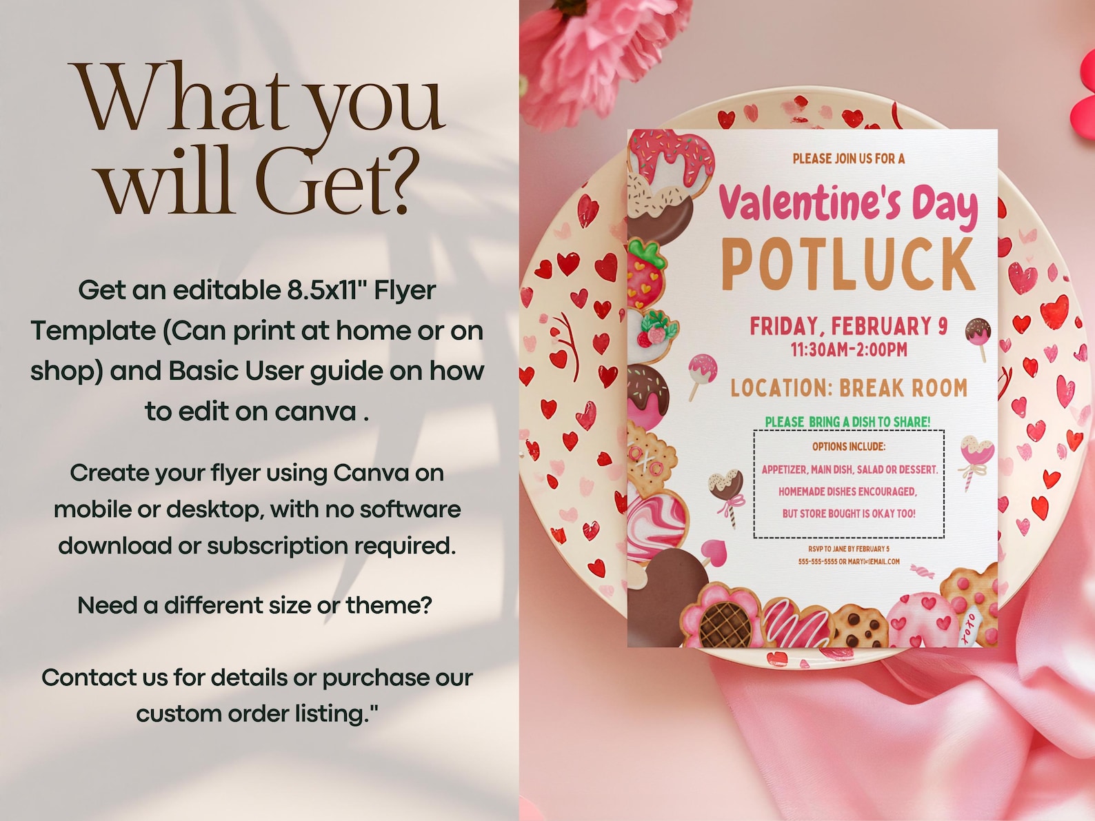 Valentines Day Potluck Flyer Template Editable Office Potluck Flyer ...