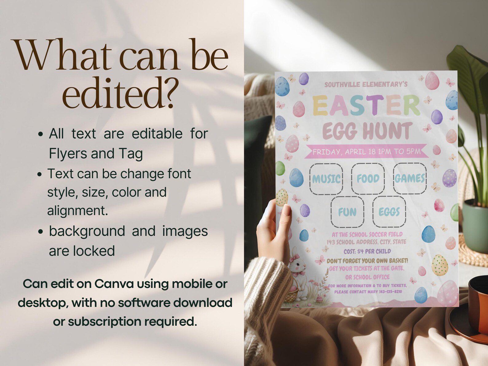Editable Easter Egg Hunt Flyer Easter Egg Hunt Flyer Printable School ...