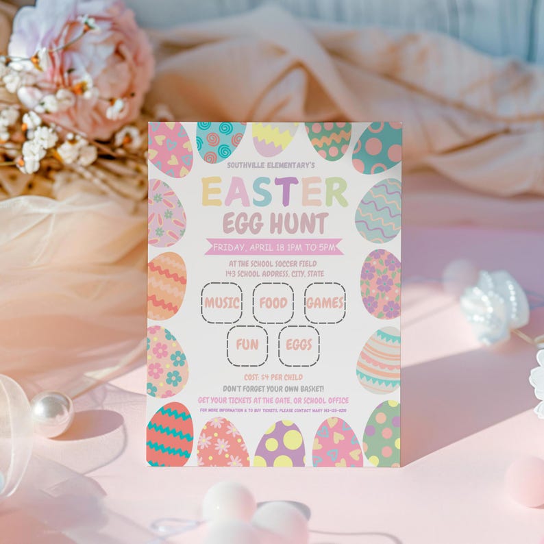Easter Egg Hunt Flyer Template Editable School Easter Egg Hunt Flyer ...