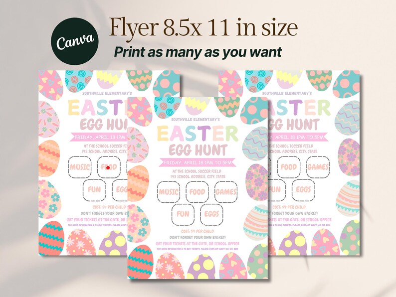 Easter Egg Hunt Flyer Template Editable School Easter Egg Hunt Flyer ...
