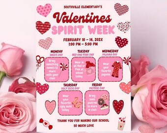 Valentines Spirit Week Flyer Printable School Spirit Flyer Editable Pto ...