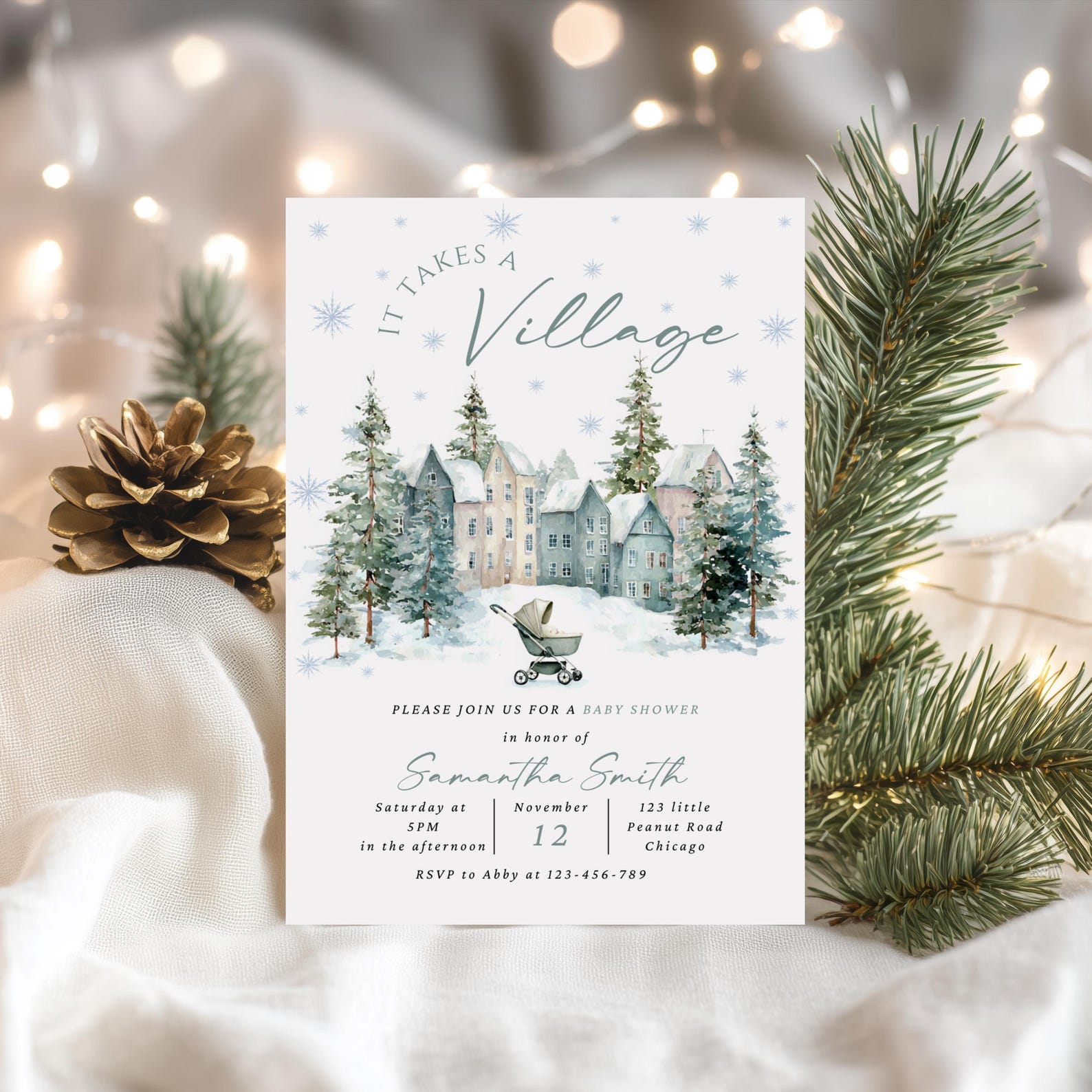 It Takes A Village Baby Shower Invitation Template Gender Neutral ...
