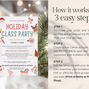 Editable Holiday Classroom Party Invitation Flyer Printable Christmas ...