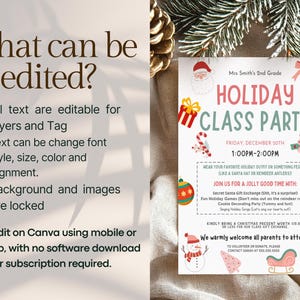 Editable Holiday Classroom Party Invitation Flyer Printable Christmas ...