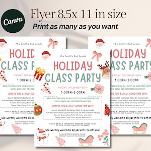 Editable Holiday Classroom Party Invitation Flyer Printable Christmas ...