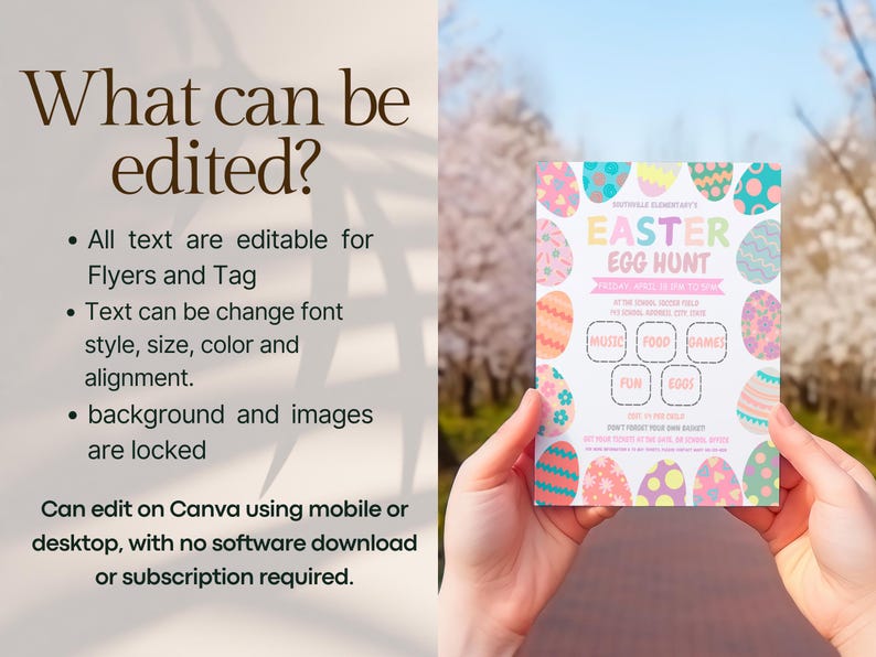 Easter Egg Hunt Flyer Template Editable School Easter Egg Hunt Flyer ...