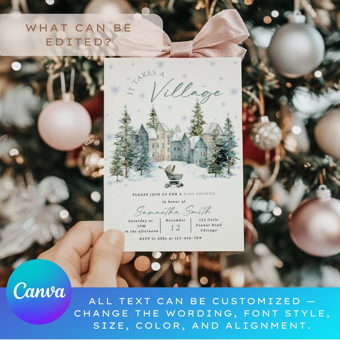 It Takes A Village Baby Shower Invitation Template Gender Neutral ...