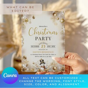 Gold Christmas Party Invitation Template Editable Christmas Party ...