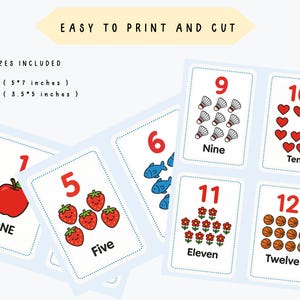 1-20 Number Flashcards for Kids, Printable Preschool Learning Cards ...