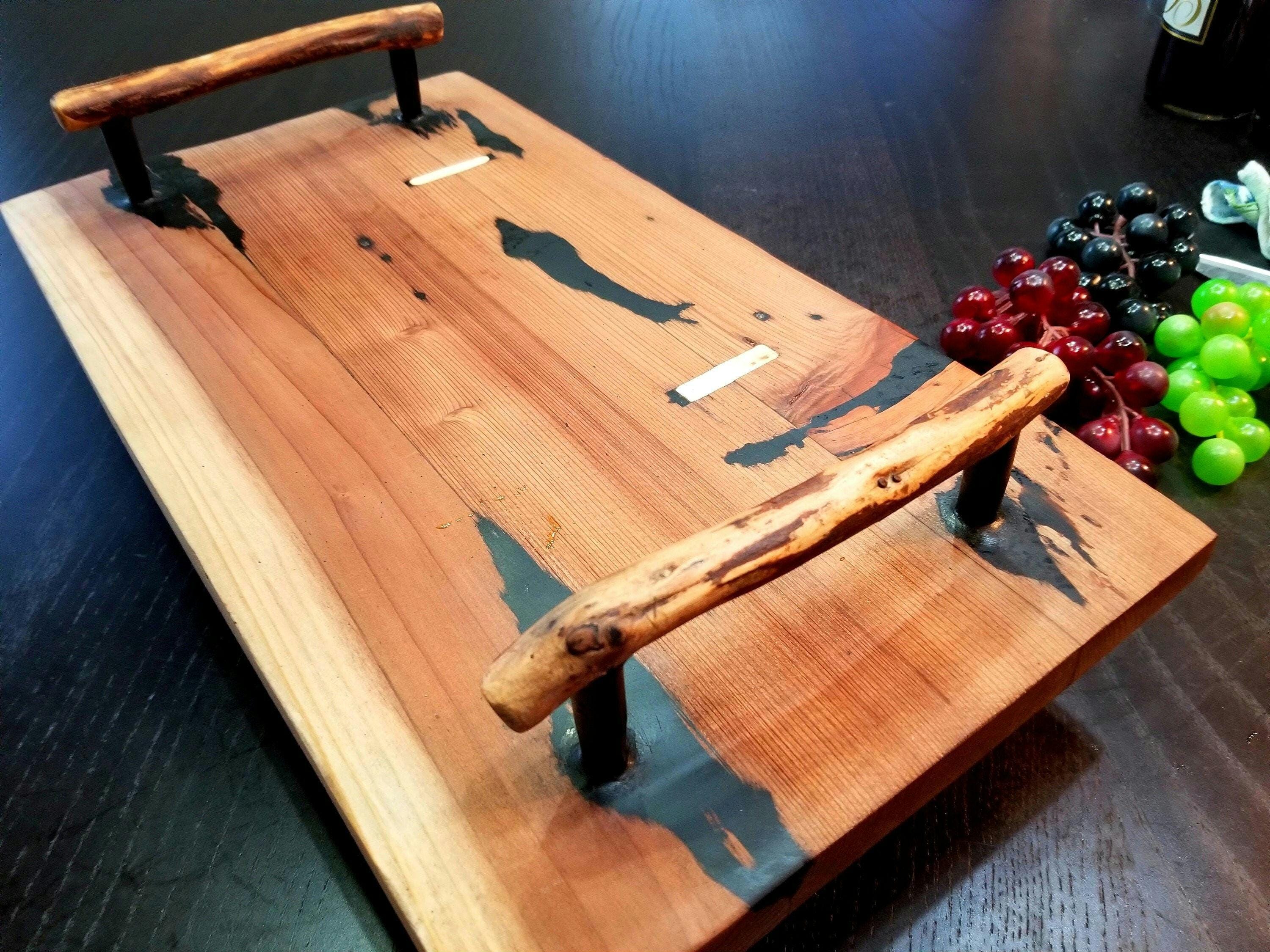 50% TIGER TRAY Reclaimed CA. Redwood hand Made Artisanal Footed Bourbon ...