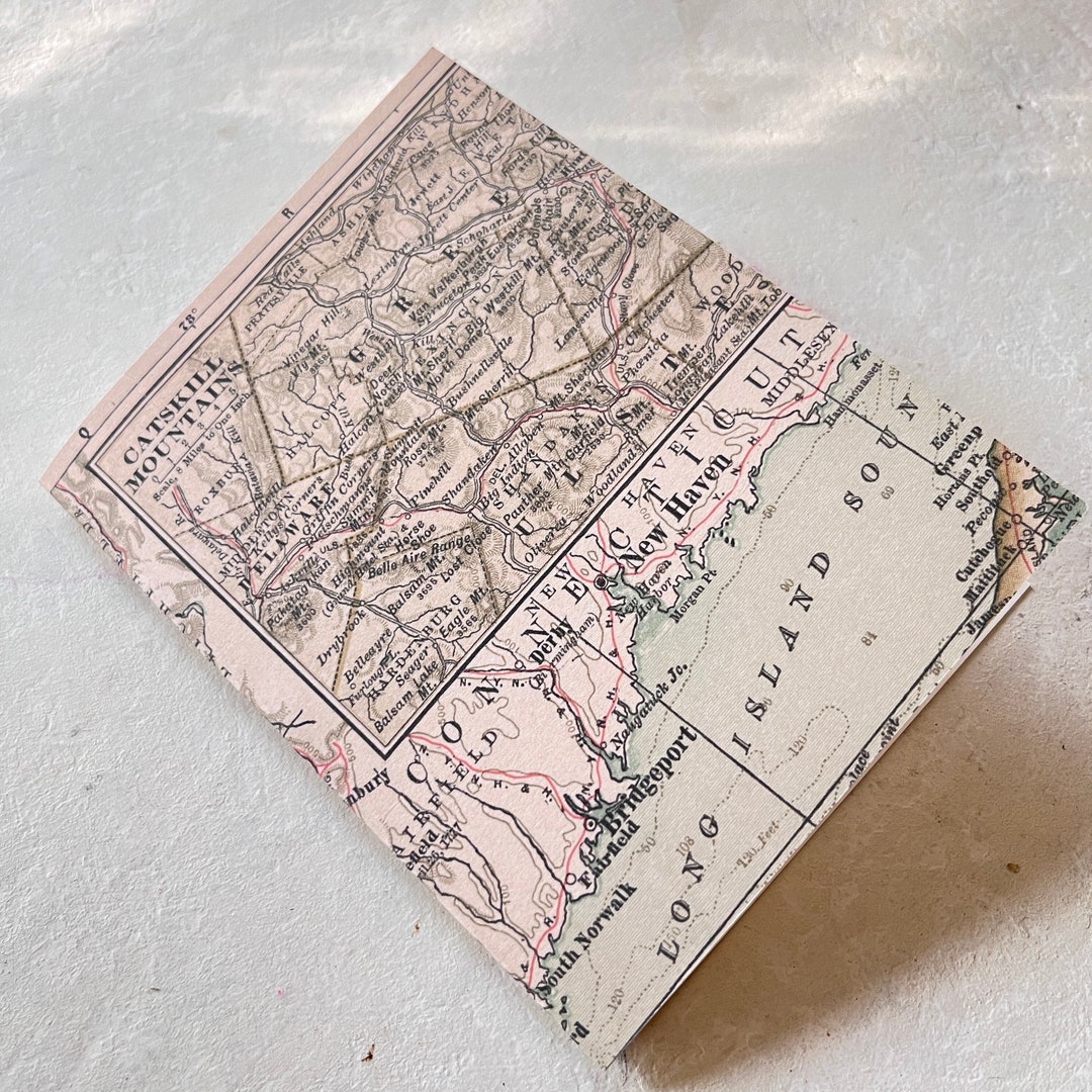 Blank A2 Note Card W/ Envelope, Catskills, New York Antique Map Print ...