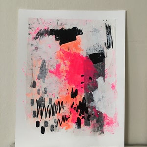 Mixed Media Collage Art on Paper, Bright Colorful Abstract Painting, 11 ...
