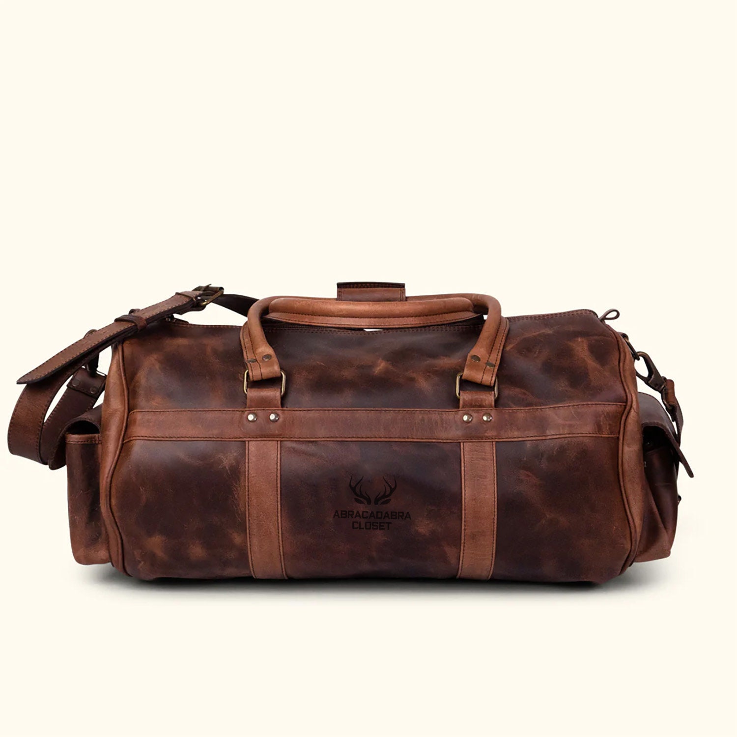 Top Grain Leather Duffle Bag, Handmade Leather Bag, Customized Gym Bag ...