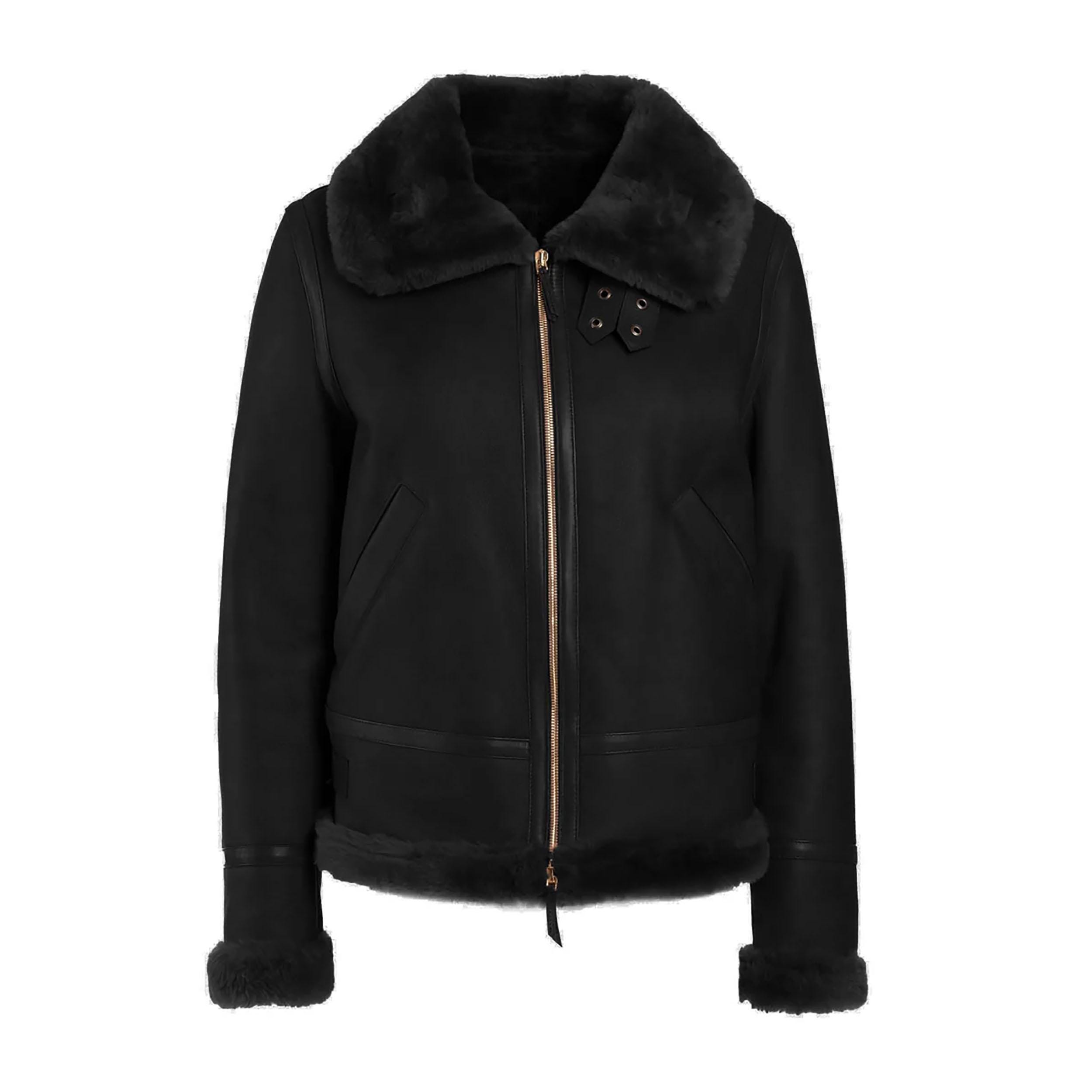 Womens Shearling Genuine Leather Jacket, Cozy Winter Fashion Genuine ...