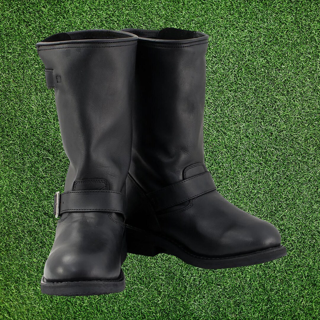 Fully Customized Black Leather Motorcycle Engineer Boots, Handmade ...