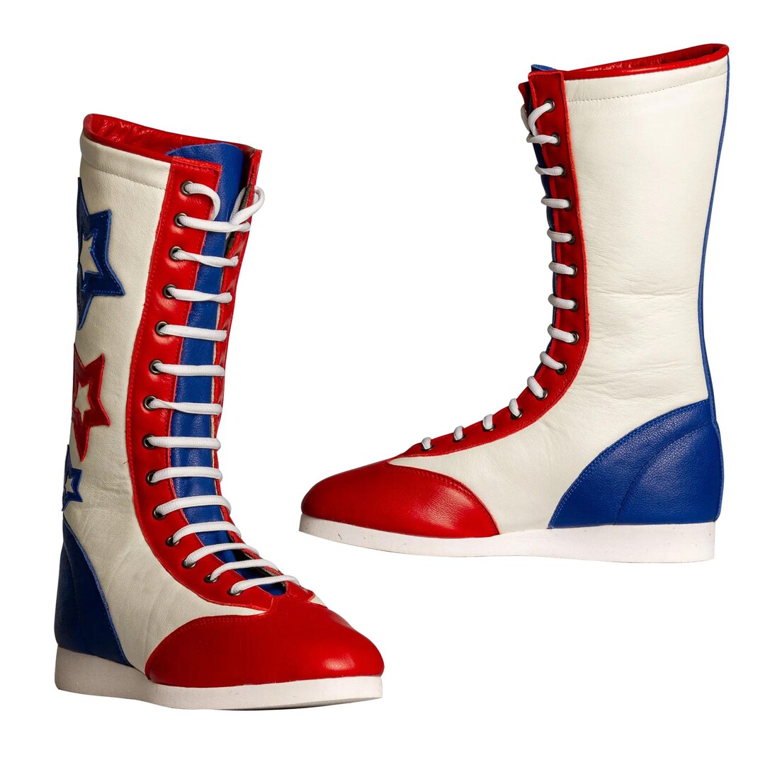 Pro Wrestling Long Boots USA Star Patch Style, Handmade Custom Original ...
