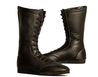 Pro Wrestling Long Boots Skull Patch, Handmade Custom Original Black ...