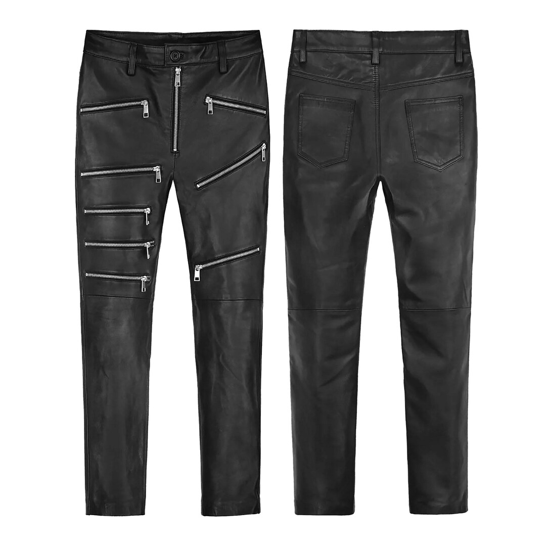 Zipper Style Leather Jeans, Genuine Sheep Skin Leather Pants, Leather ...