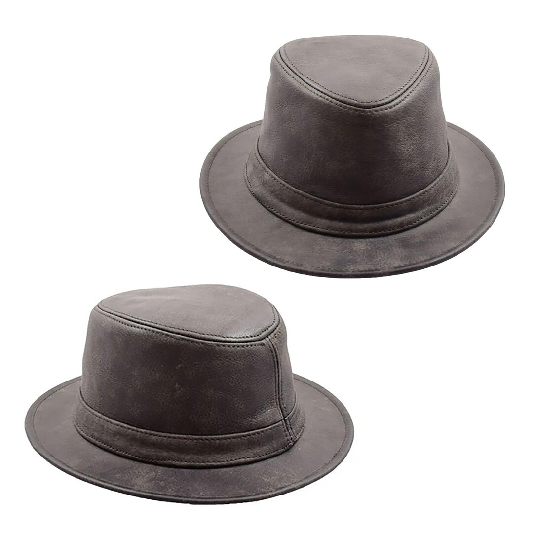 Real Leather Trilby Hat, Water Resistant Hat, Western Style Genuine ...