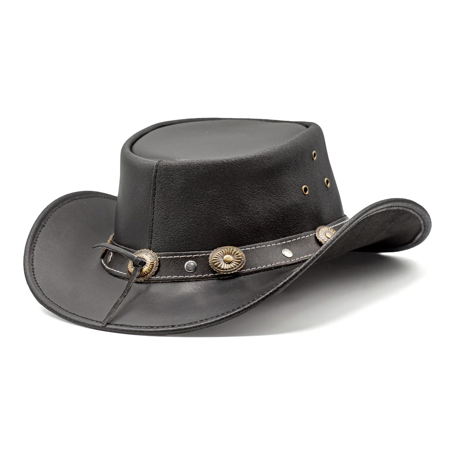 Black Leather Western Cowboy Hat, Water Resistant Hat, Western Style ...
