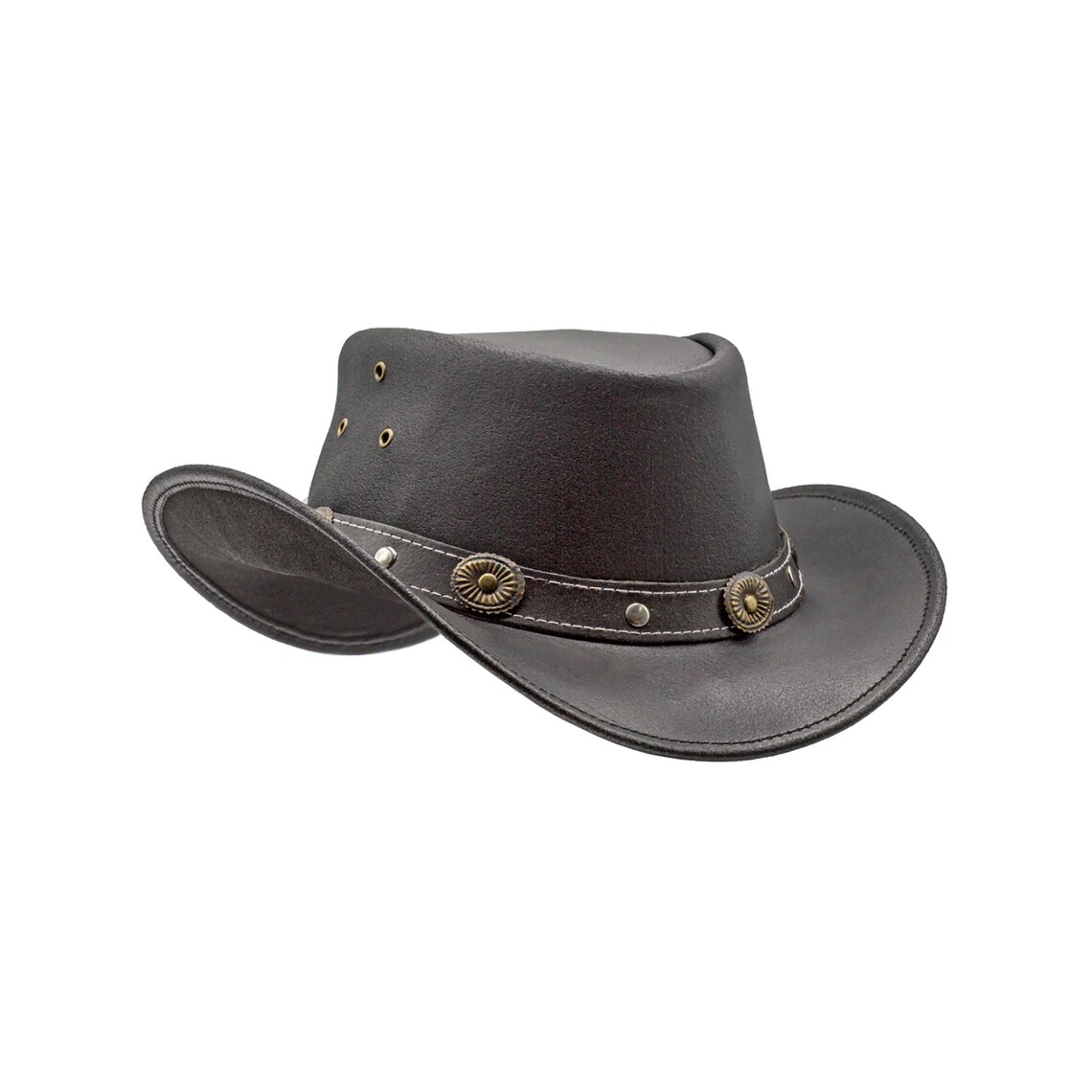 Black Leather Cowboy Hat: Water Resistant Western Style Hats - Etsy