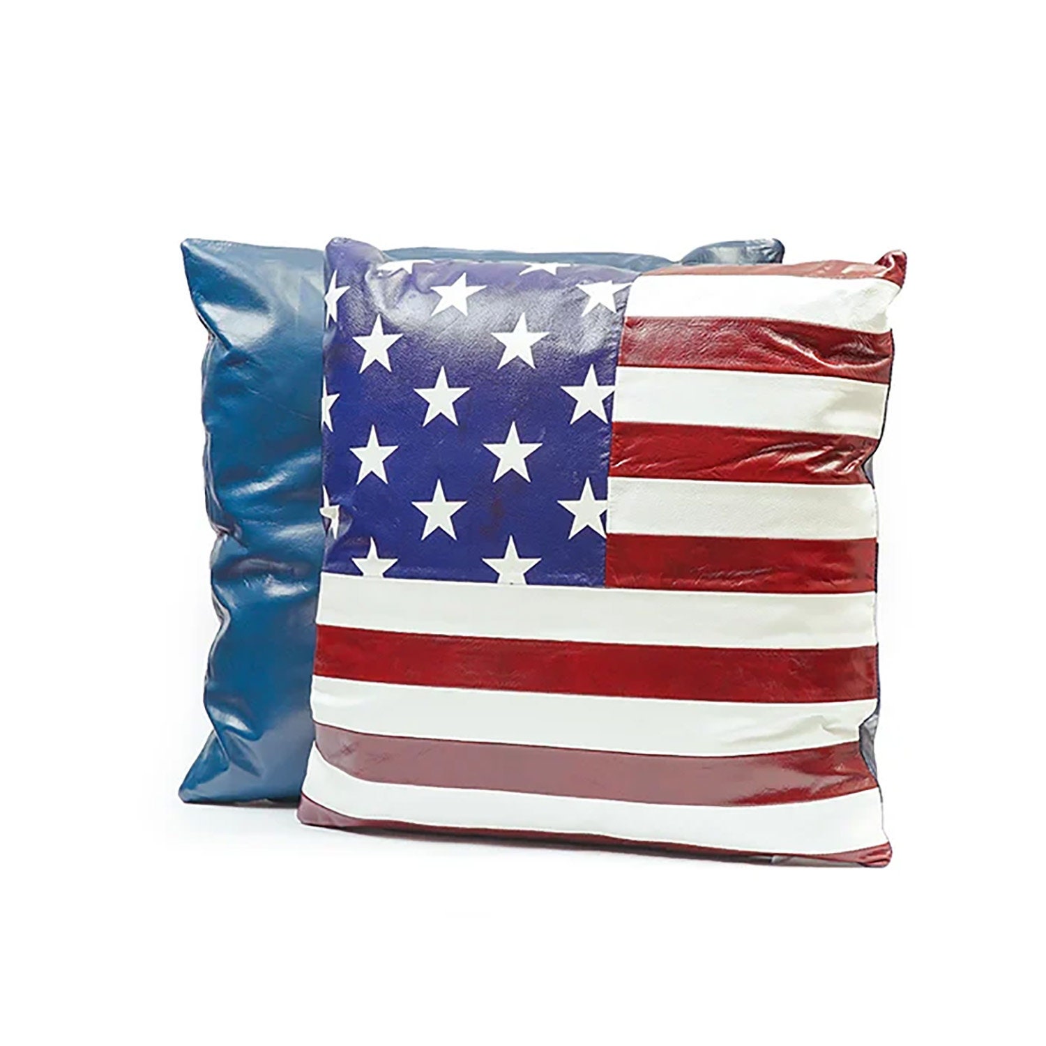 USA Flag Leather Cushion Cover Set: American Sublimation Print Pillow ...