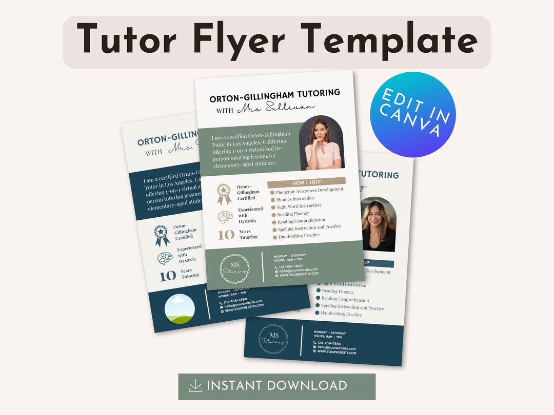 Editable Tutoring Flyer | Customizable Professional Flyer Canva ...