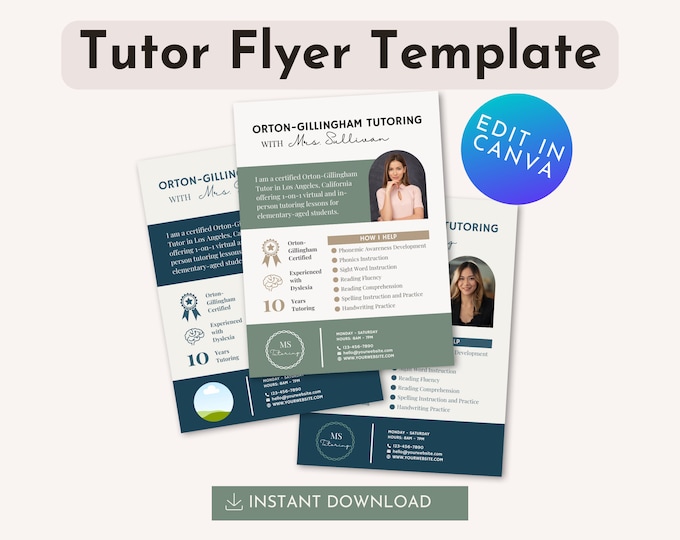 DIY Summer Tutoring Flyer Template, Canva Tutoring Flyer, Small ...