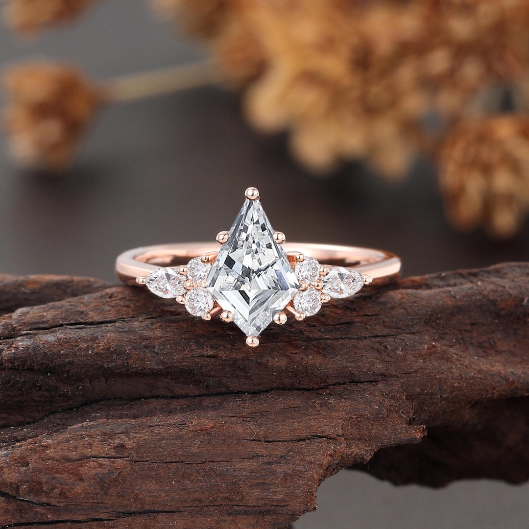 Kite Cut Engagement Ring,marquise Cut Wedding Ring, Lab Grown Diamond ...