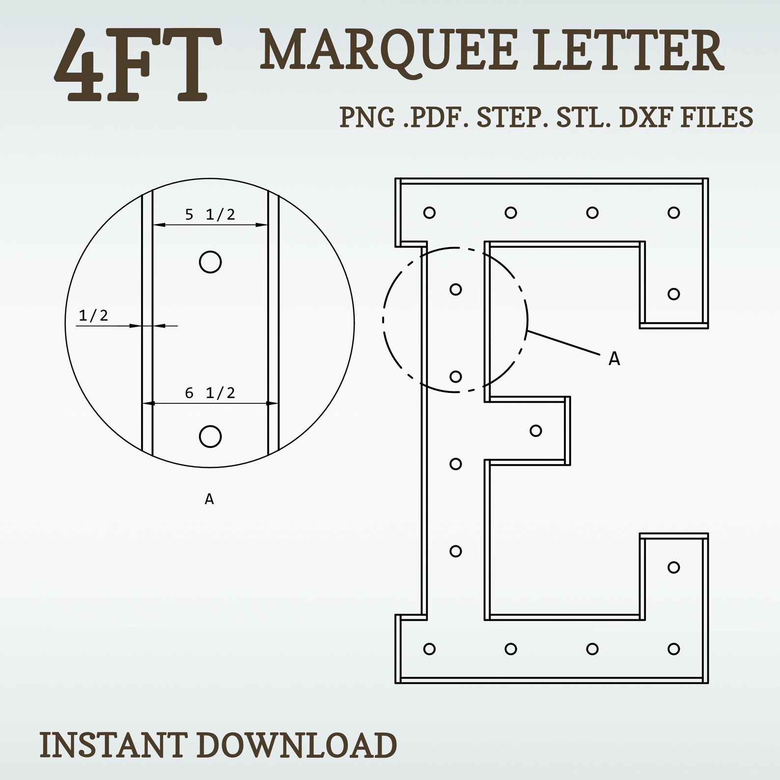 4ft DIY Marquee Plans, Letter E. Light up Letter Blueprints, Mosaic ...