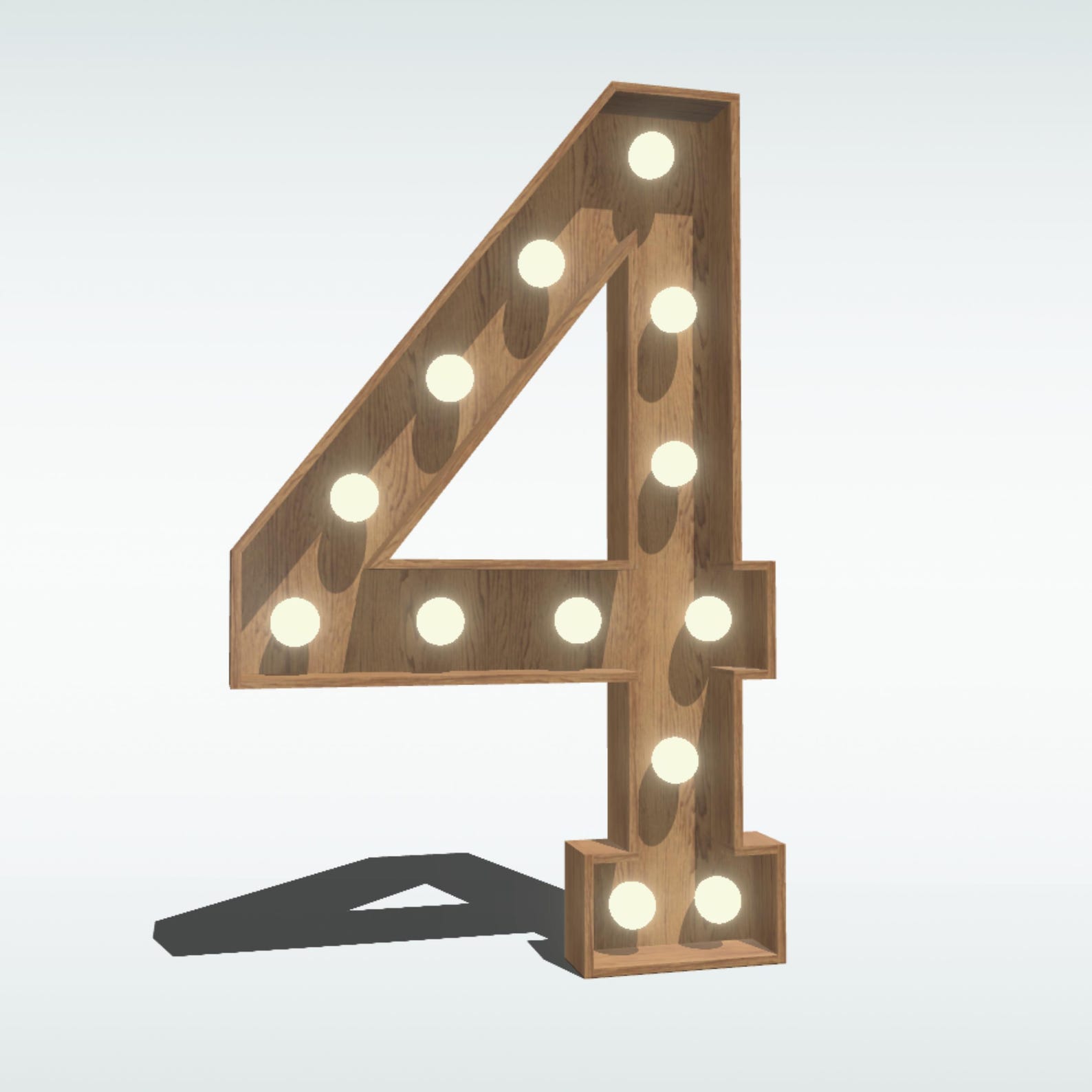 4ft DIY Marquee Plans, Number 4. Light up Number Blueprints, Mosaic ...