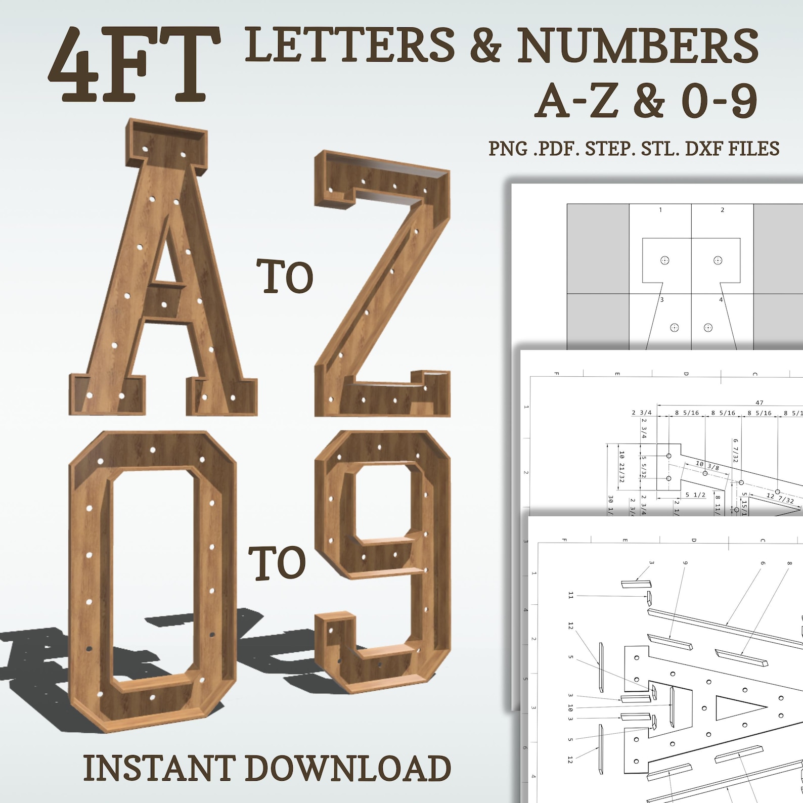 4ft DIY Marquee Plans, Letters and Numbers A-Z & 0-9. Light up Letter ...