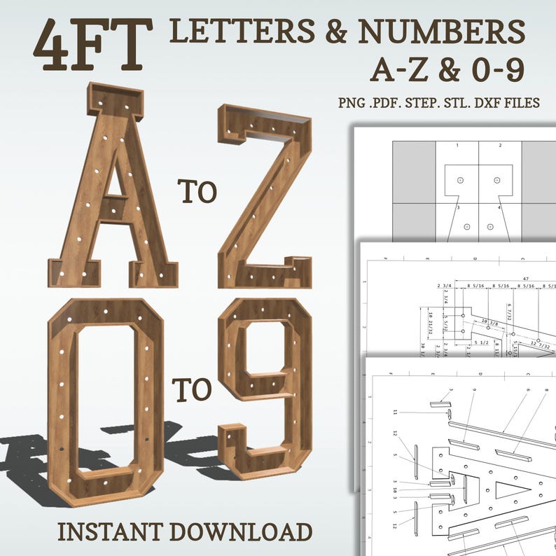 4ft DIY Marquee Plans, Letters and Numbers A-Z & 0-9. Light up Letter ...