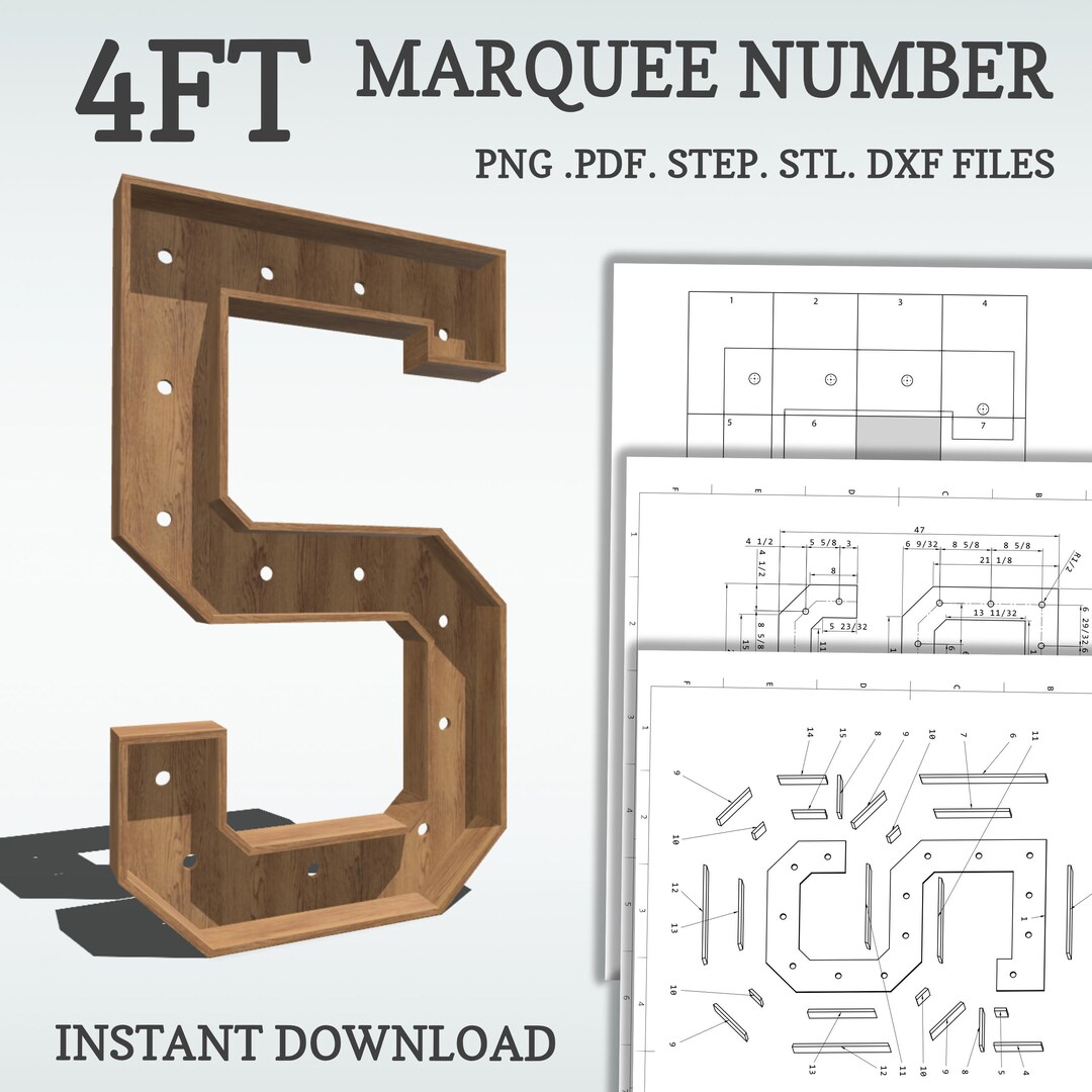 4ft Marquee Number 5 DIY Build Plans (digital Download) - Etsy